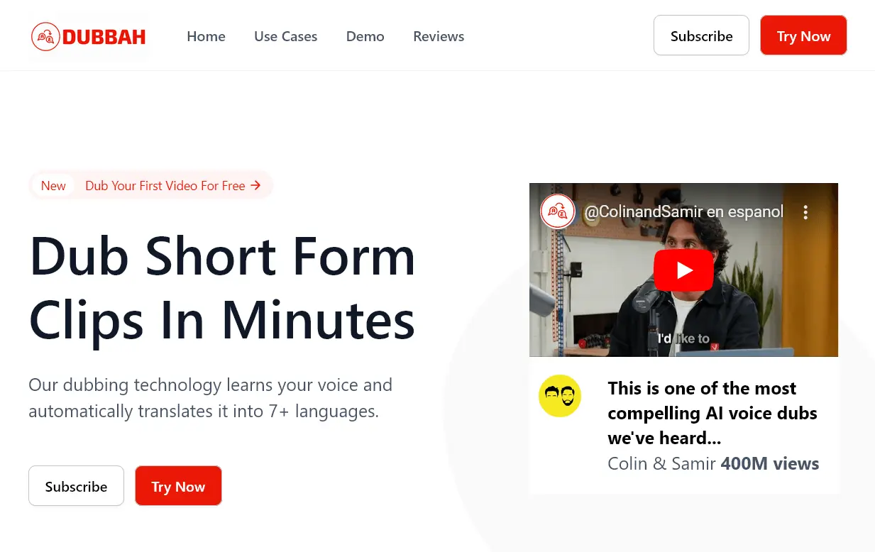 Dubbah - AI Short Form Video Dubbing - Easy With AI