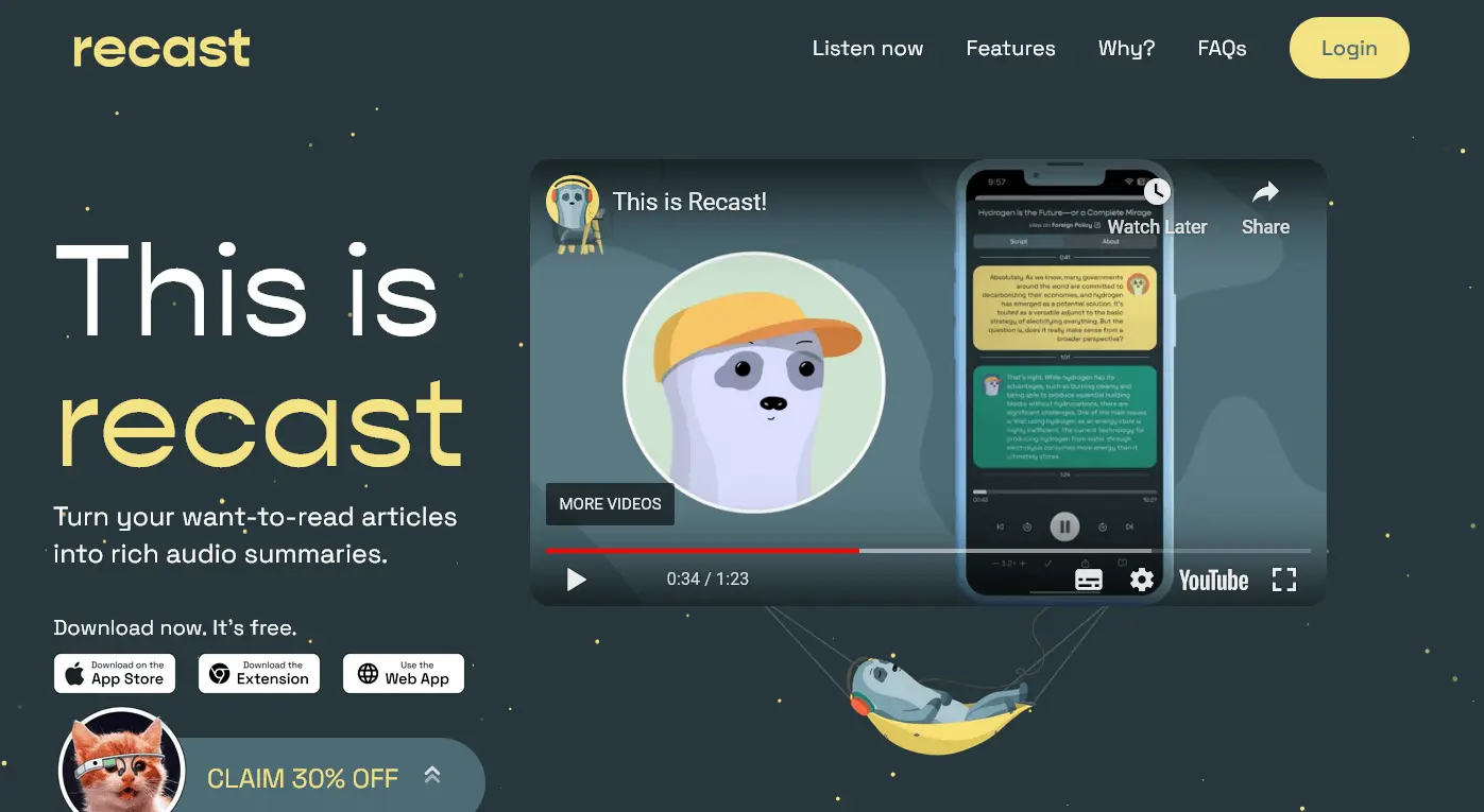 Recast - Articles to Audio - Easy With AI