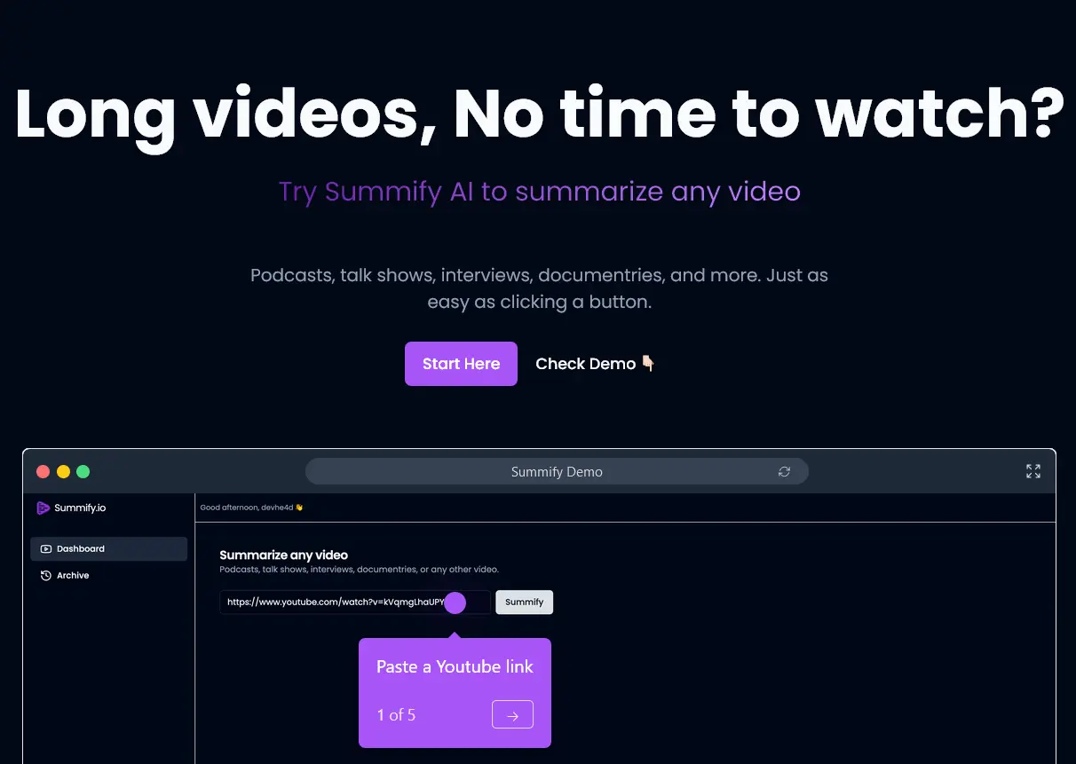 Summify - Summarize YouTube Videos - Easy With AI