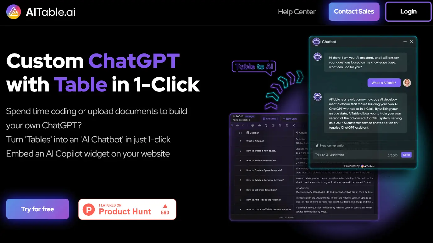 AITable - Custom GPT Chatbot Builder - Easy With AI
