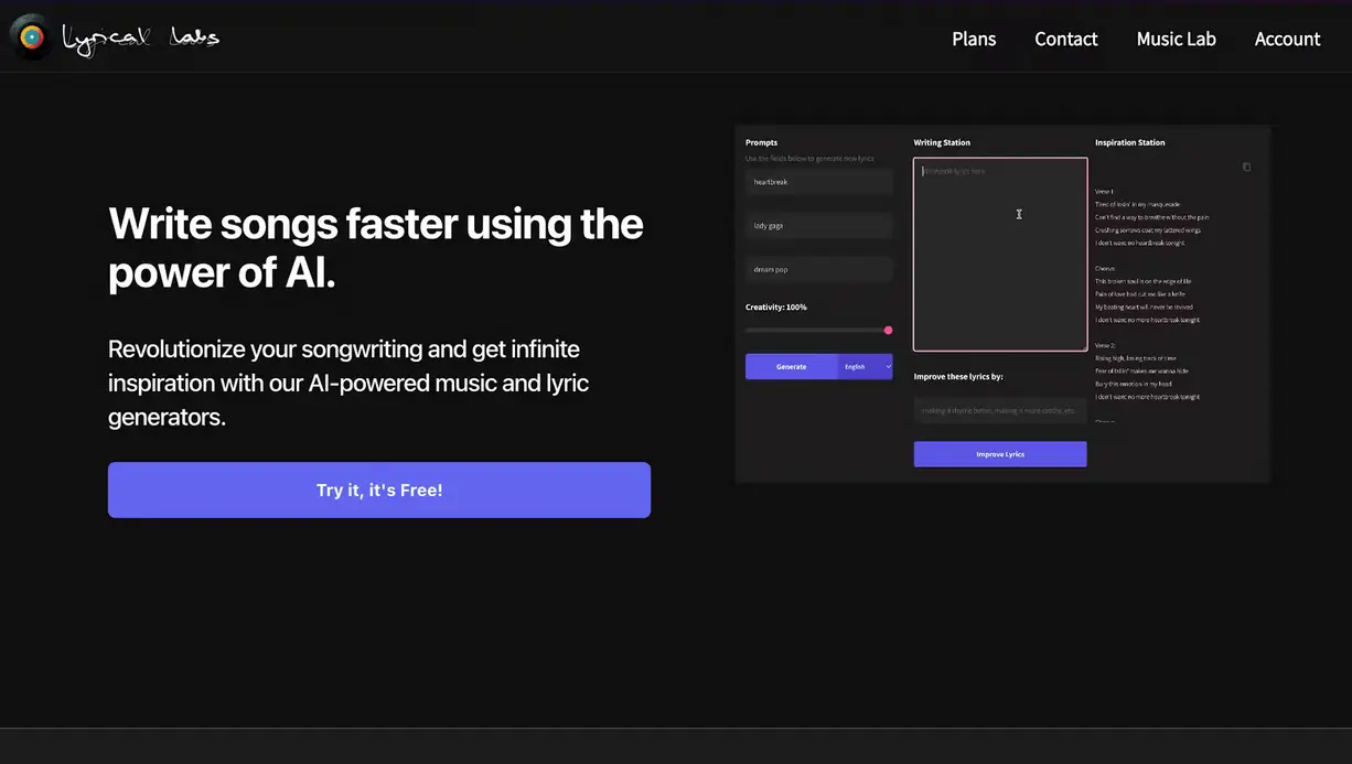Lyrical Labs - AI Song Writer & Music Generator - Easy With AI