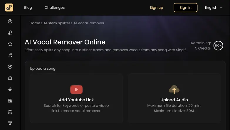 Singify Vocal Remover - Easy With AI